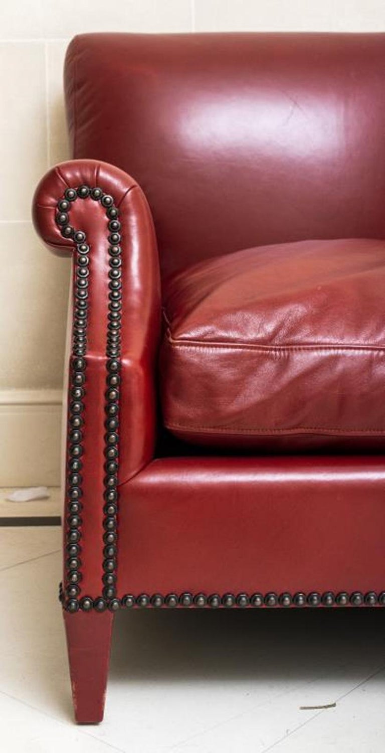 Modern Red Leather Custom Sofa at 1stDibs | red leather sofa modern ...