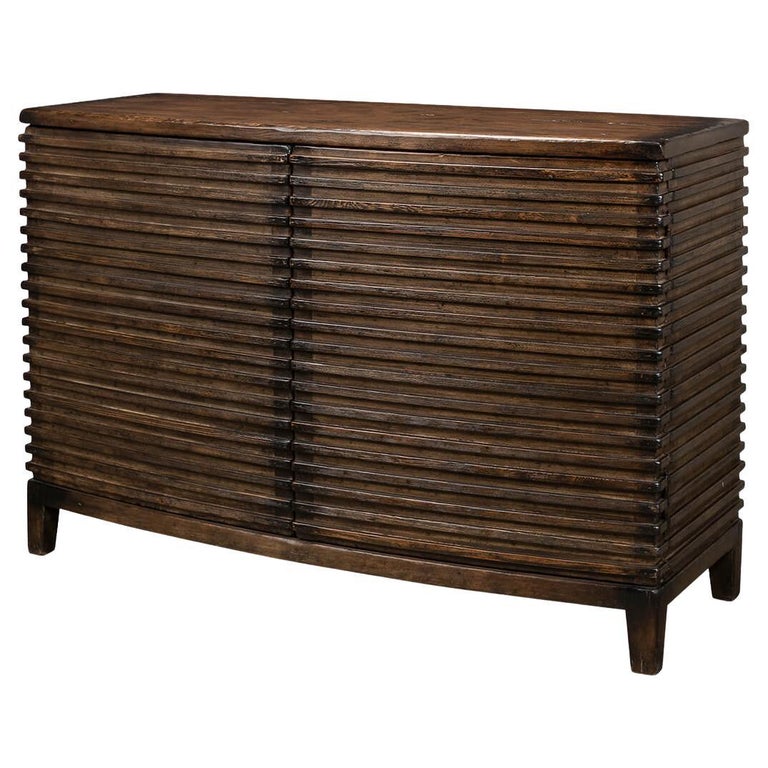 Modern Ribbed Bowfront Cabinet For Sale at 1stDibs
