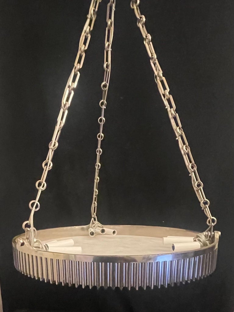 Modern Ribbed Polished Nickel Bronze Rock Quartz Crystal Round ...