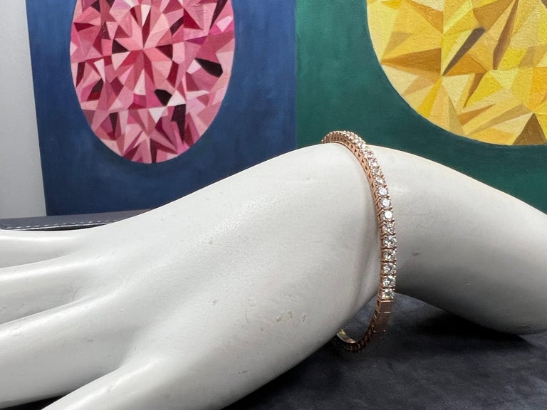 Modern Rose Gold 2.26 Carat Natural Round Colorless Diamond Flexible ...