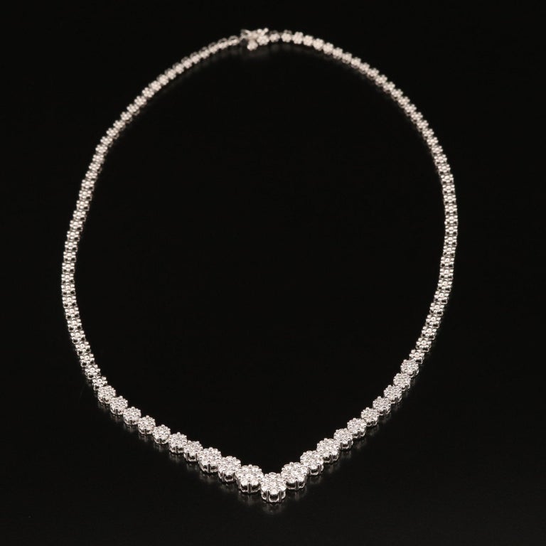 Modern Round Cut Diamonds Chevron Necklace, - For Sale at 1stDibs