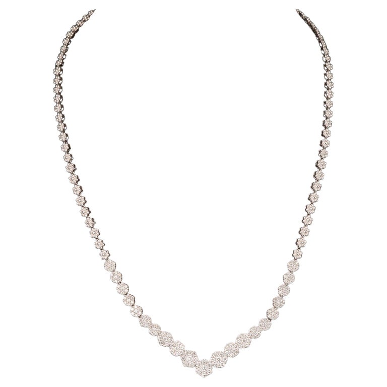 Modern Round Cut Diamonds Chevron Necklace, - For Sale at 1stDibs