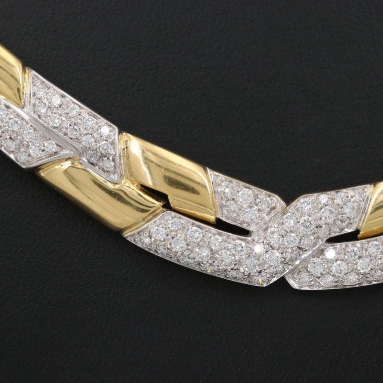 Modern Round Cut Diamonds Gold Necklace, 18K Gold Diamond Necklace For ...