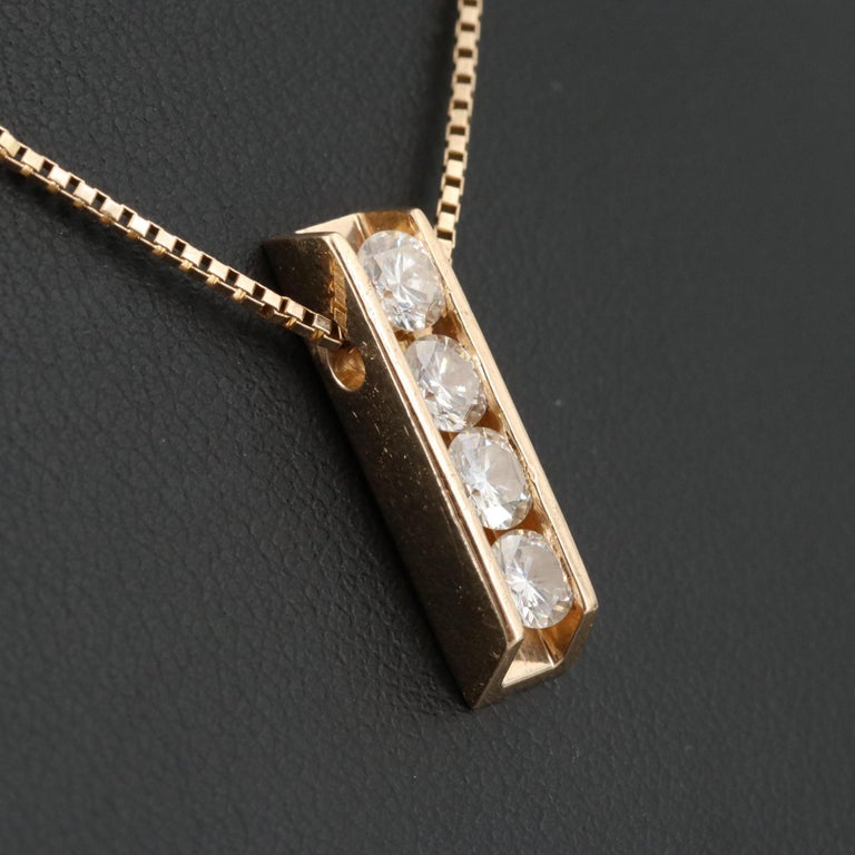 Modern Round Diamonds Gold Necklace, 18K Yellow Gold Diamond Necklace ...