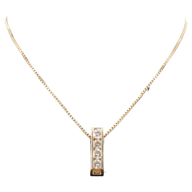 Modern Round Diamonds Gold Necklace, 18K Yellow Gold Diamond Necklace ...