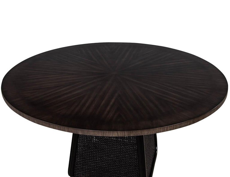 Modern Round Dining Table with Black Cane Pedestal For Sale at 1stDibs