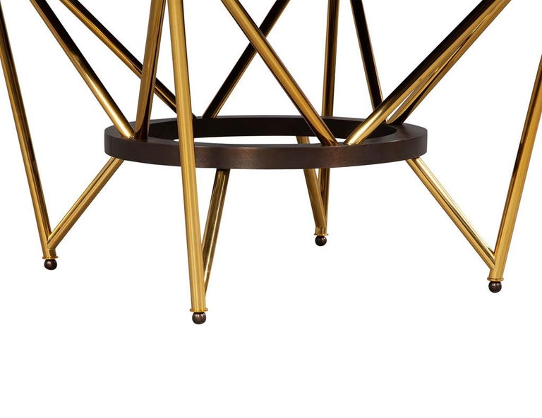 Modern Round Dining Table with Brass Base For Sale at 1stDibs