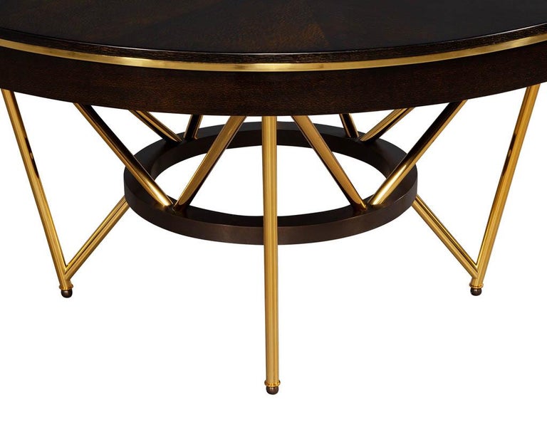 Modern Round Dining Table with Brass Base For Sale at 1stDibs