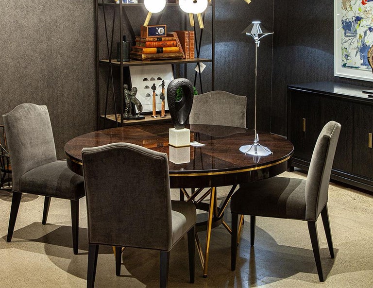 Modern Round Dining Table with Brass Base For Sale at 1stDibs