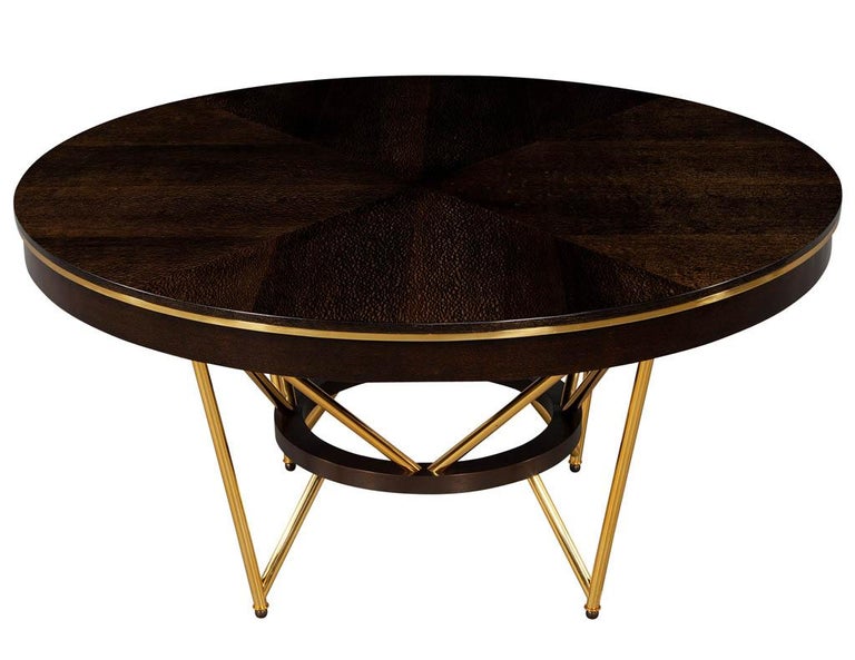 Modern Round Dining Table with Brass Base For Sale at 1stDibs