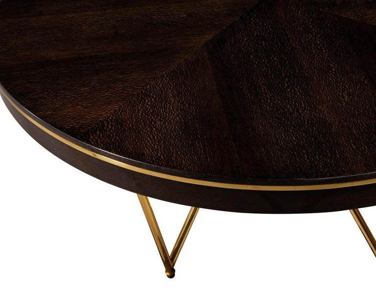 Modern Round Dining Table with Brass Base For Sale at 1stDibs