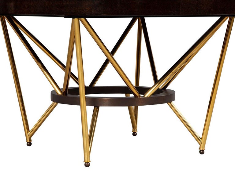 Modern Round Dining Table with Brass Base For Sale at 1stDibs