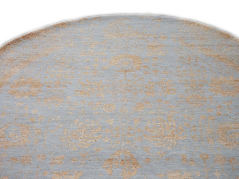 Modern Round Fine Wool and Silk Broken Design Rug For Sale at 1stDibs