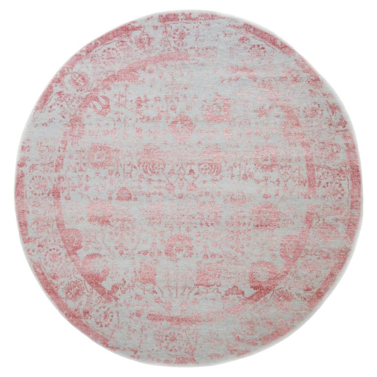Modern Round Fine Wool and Silk Broken Design Rug For Sale at 1stDibs