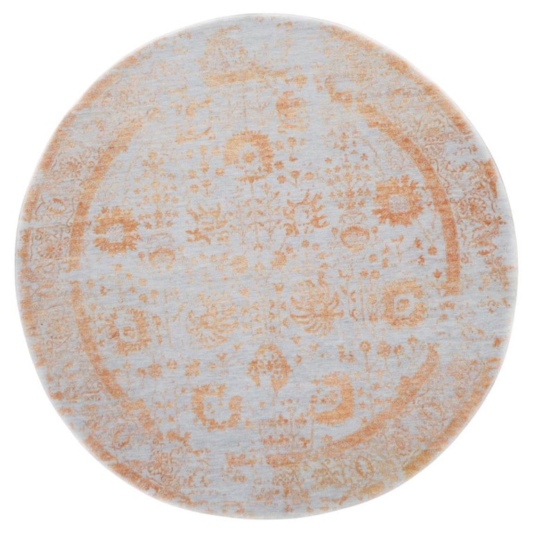 Modern Round Fine Wool and Silk Broken Design Rug For Sale at 1stDibs