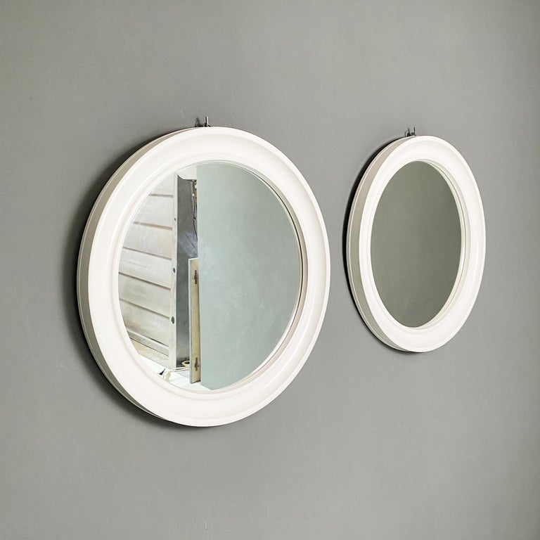 Modern Round white plastic mirrors by Carrara and Matta, 1980s For Sale ...