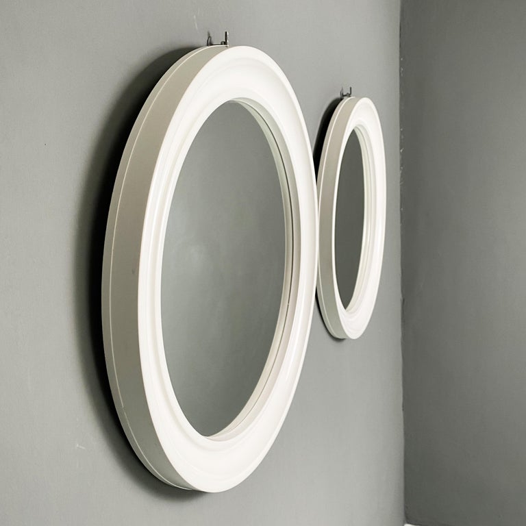 Modern Round white plastic mirrors by Carrara and Matta, 1980s For Sale ...