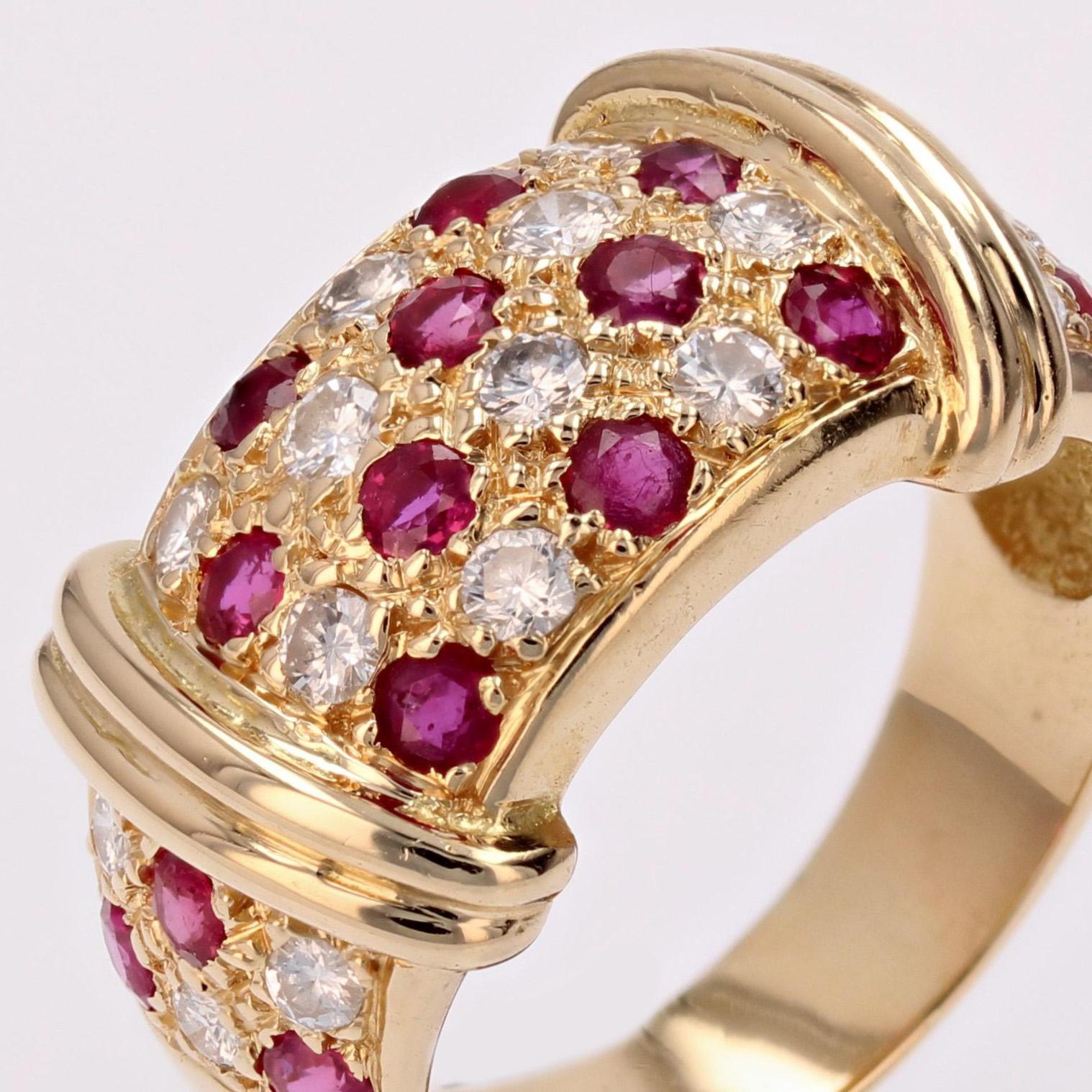 Modern Ruby Diamond 18 Karat Yellow Gold Bangle Ring For Sale at 1stDibs