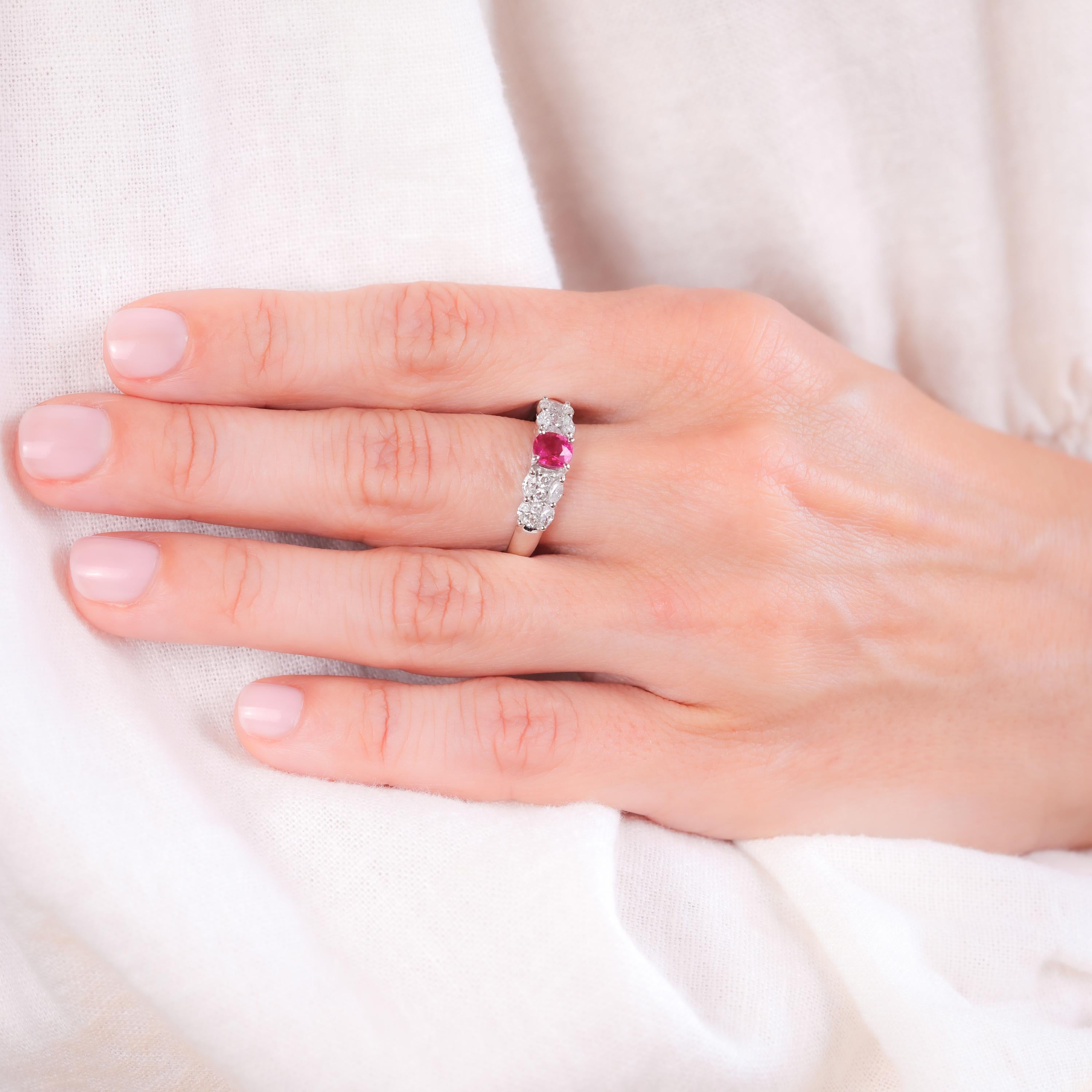 Modern Ruby Diamond Platinum Ring For Sale at 1stDibs