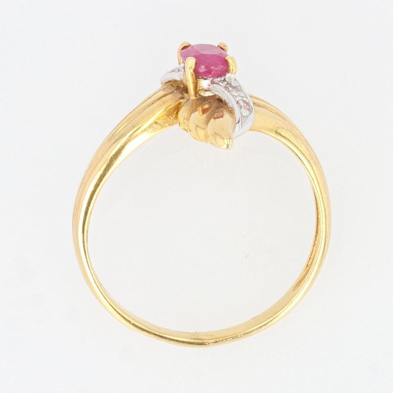 Modern Ruby Diamonds 18 Karat Yellow Gold Ring For Sale at 1stDibs