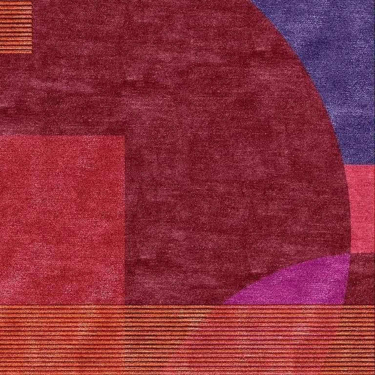 Modern Rug Bauhaus Style Erased Design Wool, Silk Hand Knotted For Sale ...