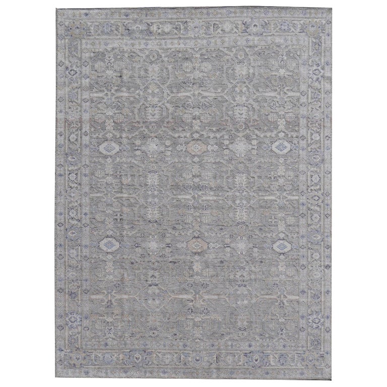 Modern Rug Wool Pile and Bamboo Silk in style of Oushak at 1stDibs