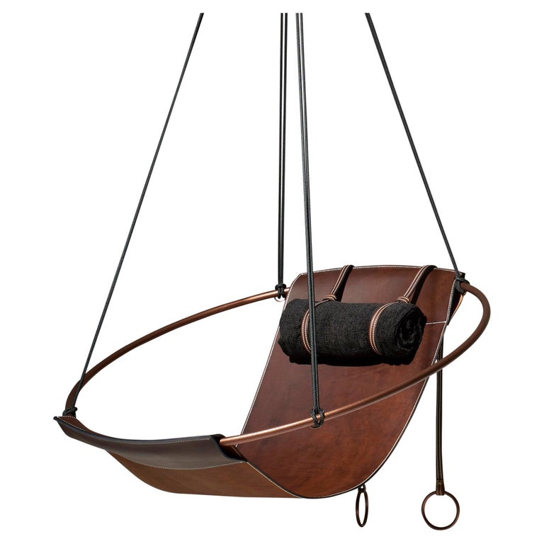 Modern, Rustic African Leather Hanging Sling Swing Chair For Sale at ...