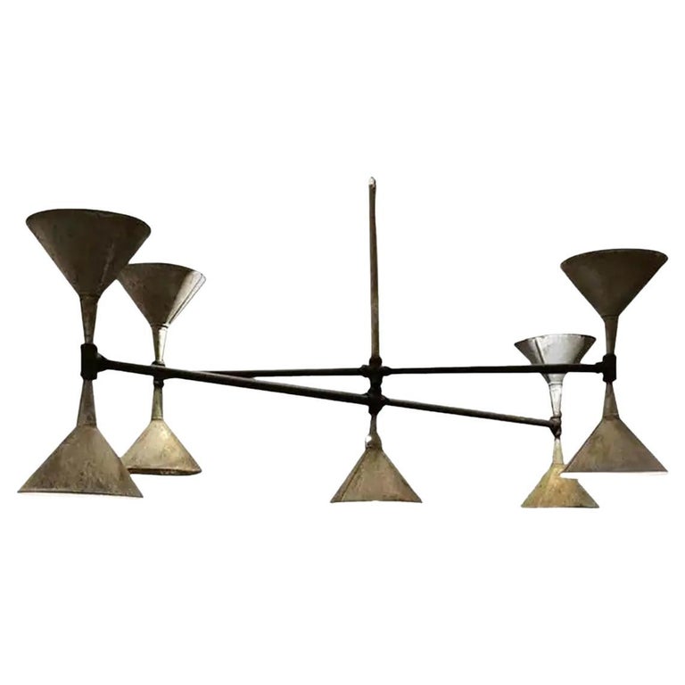 Modern Rustic Industrial Chandelier Made from Antique Pipes and Funnels ...