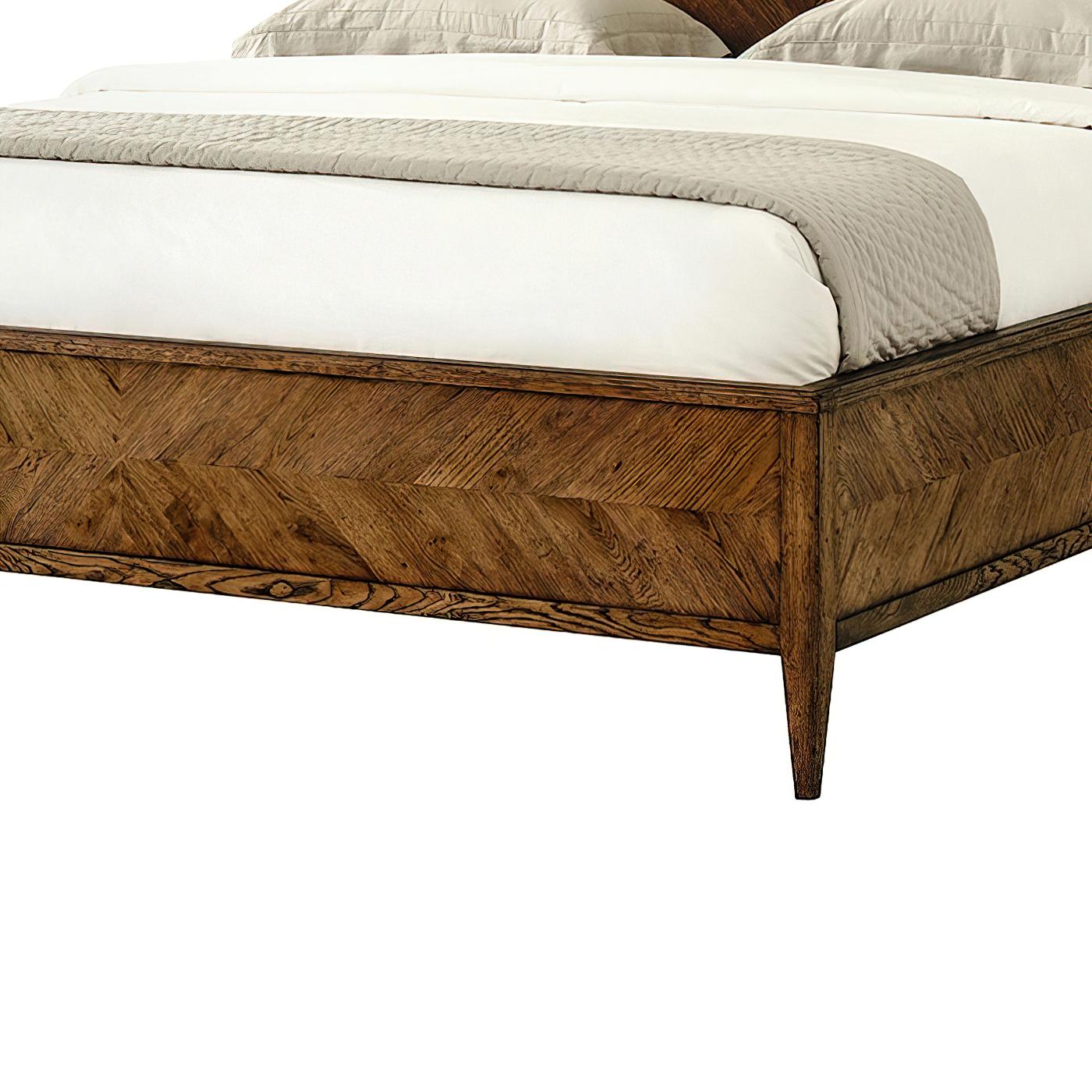 Modern Rustic Oak Queen Bed, Dark For Sale at 1stDibs | rustic oak bed ...