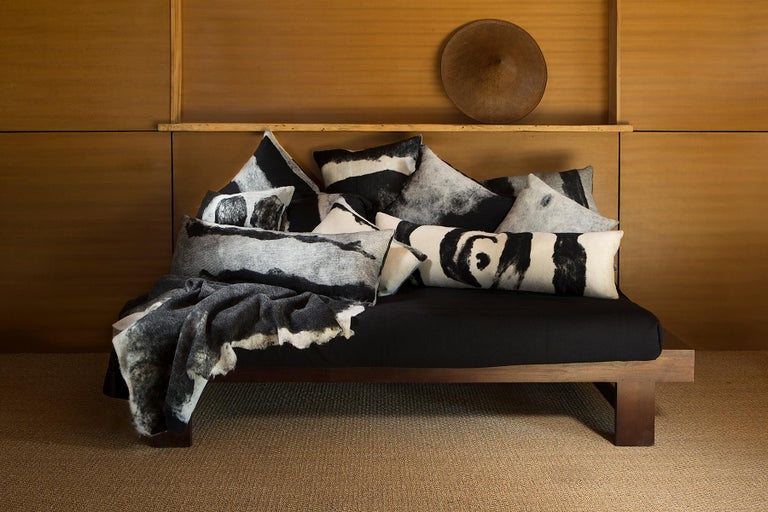 Modern Rustic Wool "Genesis" Pillows and Blanket Throw Hand-Milled For ...