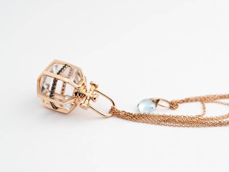 Modern Sacred 18k Gold Pendant Talisman Natural Black Diamond and Rock ...