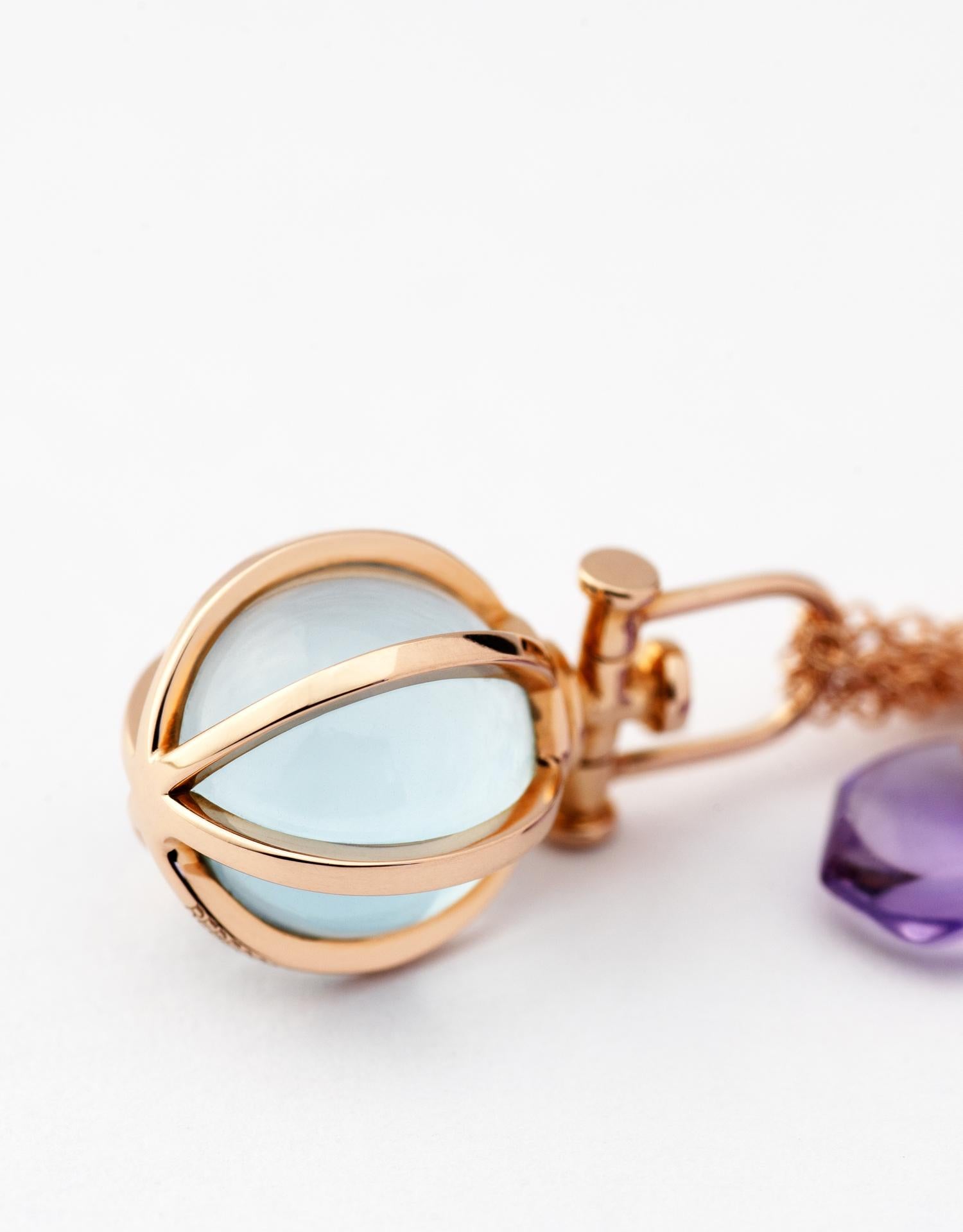 Modern Sacred 18K Rose Gold Crystal Ball Talisman Necklace with Sky ...