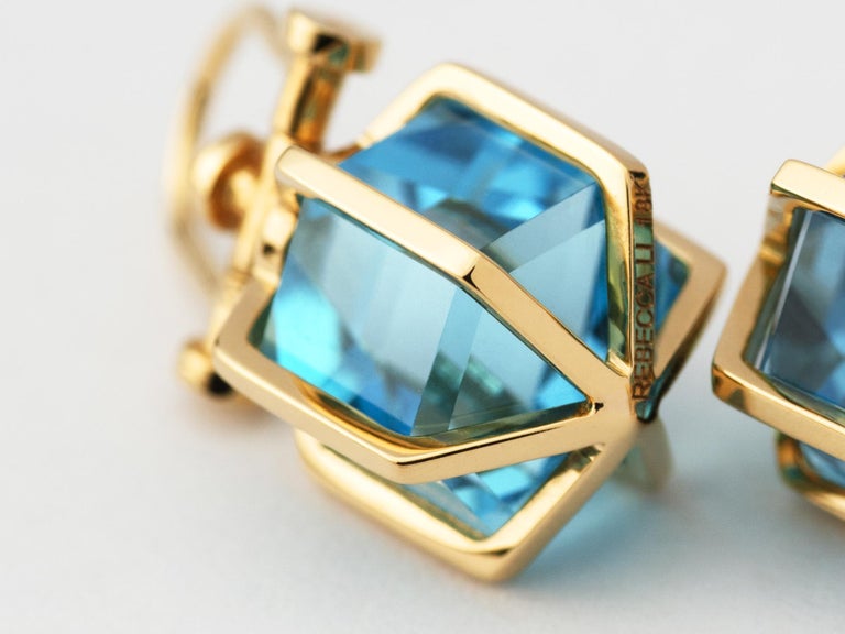 Modern Sacred 18k Solid Yellow Gold Talisman Pendant Necklace with Blue ...