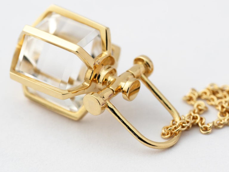 Modern Sacred 18k Solid Yellow Gold Talisman Pendant Necklace with Rock ...