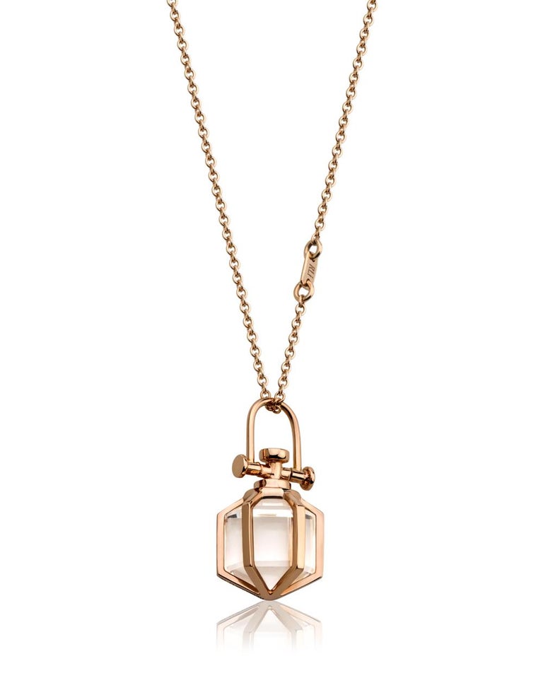 Modern Sacred Minimalism 18k Rose Gold Talisman Amulet Necklace w/ Rock ...