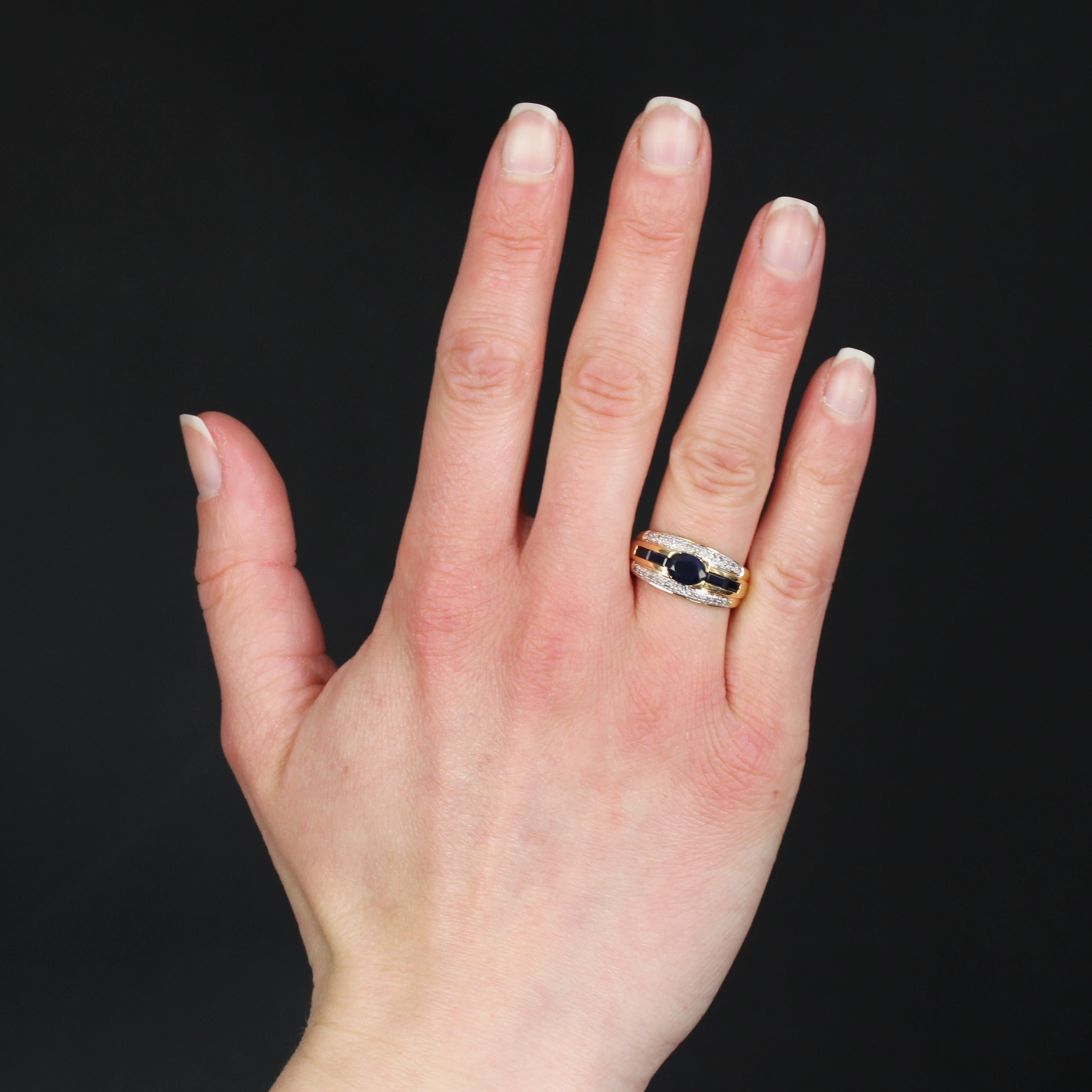 Modern Sapphire Diamonds 18 Karat Yellow Gold Bangle Ring For Sale at ...