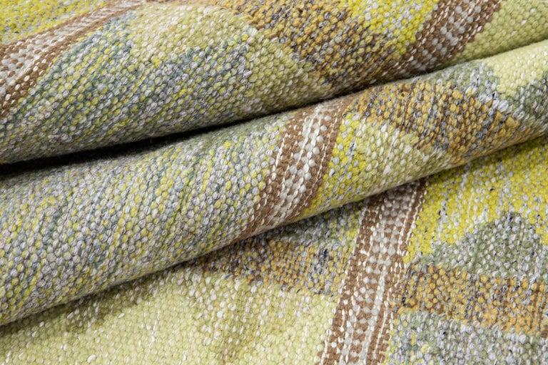 Modern Scandinavian Yellow and Gray Handmade Geometric Room SizeWool ...