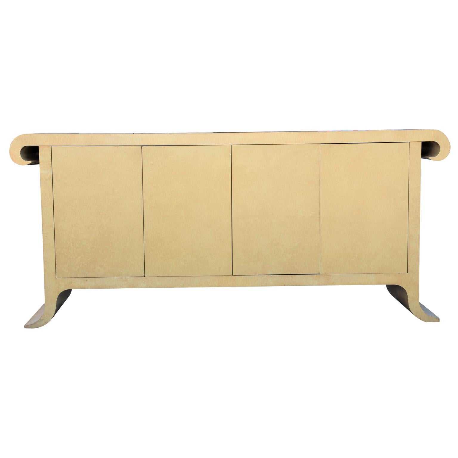 Modern Scroll Top Cream Sideboard or Credenza in the Style of Karl ...
