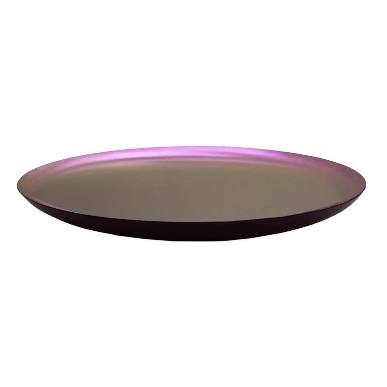 Modern Sculptural Concave Pink Glass French Mirror For Sale at 1stDibs