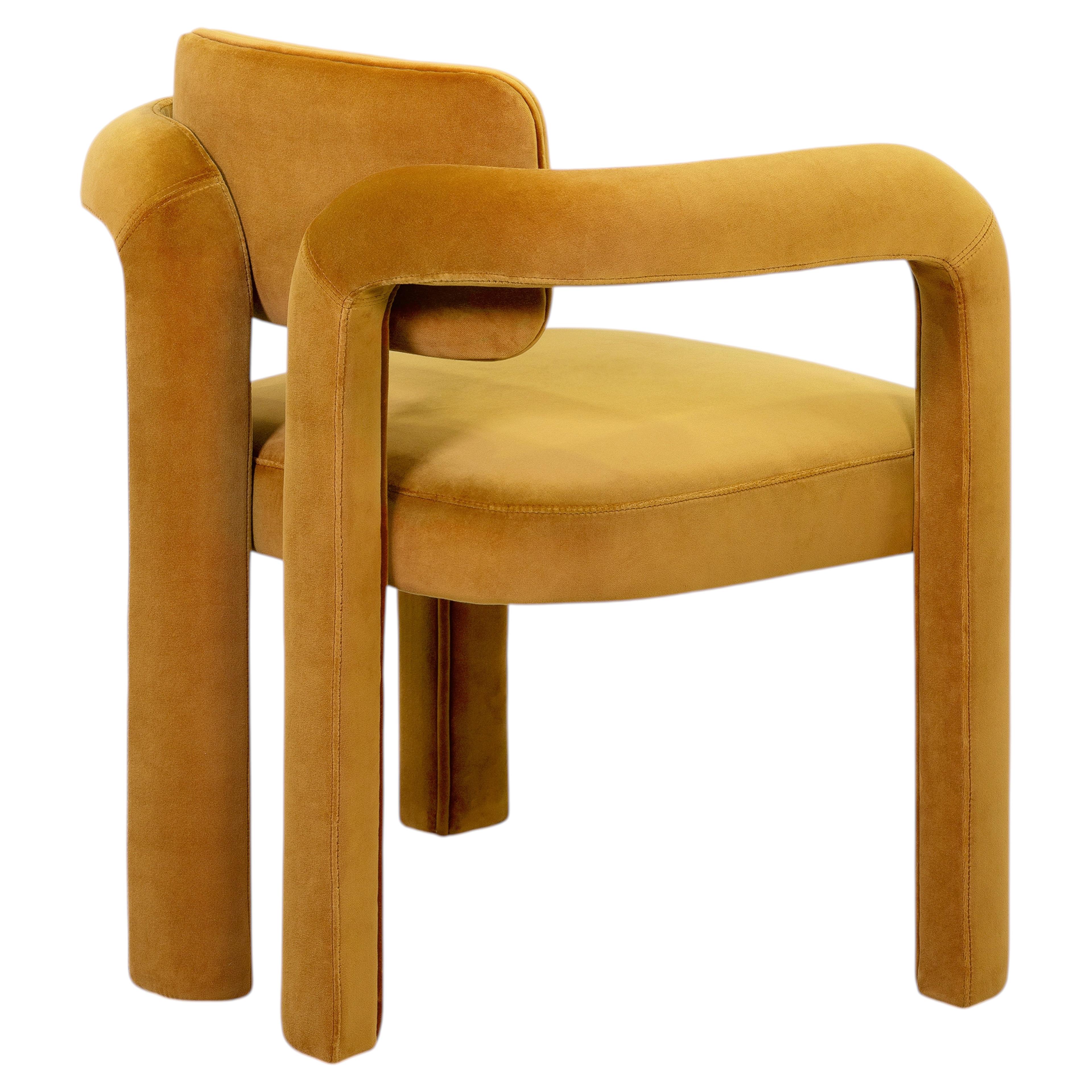 Modern sculptural fur taupe velvet Double Arch dining chair by ...