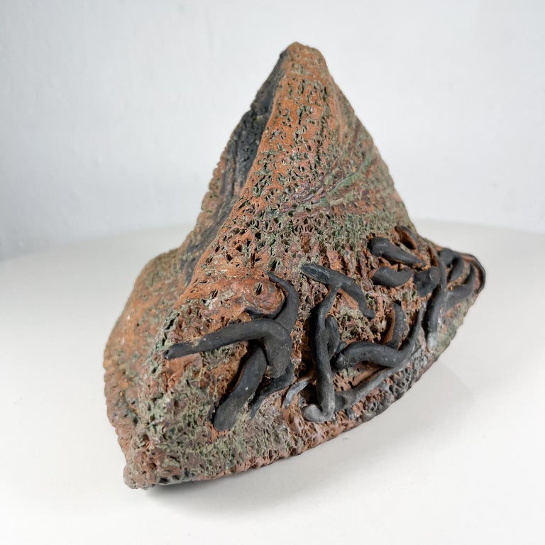 Modern Sculpturally Crafted Abstract Art Textured Sphere Pottery Four ...