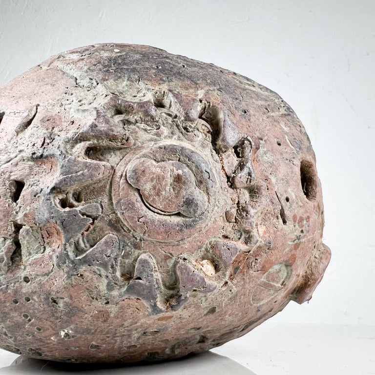 Modern Sculpturally Crafted Art Abstract Textured Sphere Pottery Three ...