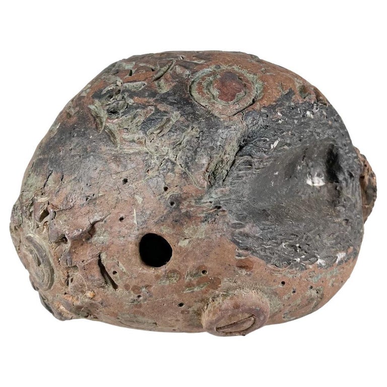 Modern Sculpturally Crafted Art Abstract Textured Sphere Pottery Three ...