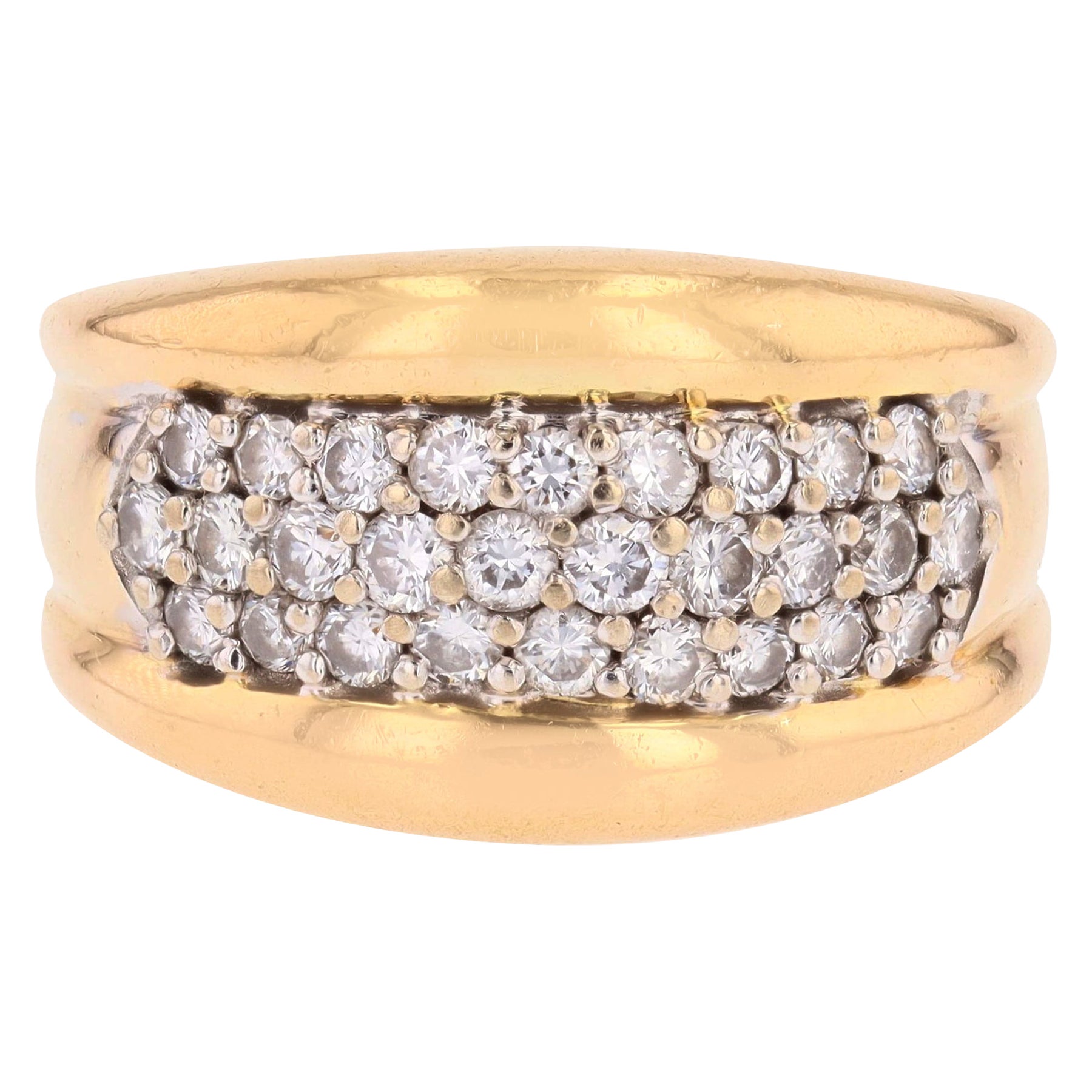 Vintage Tubogas Diamond Band Ring, 18K Yellow Gold 1.44 CTW, Circa ...