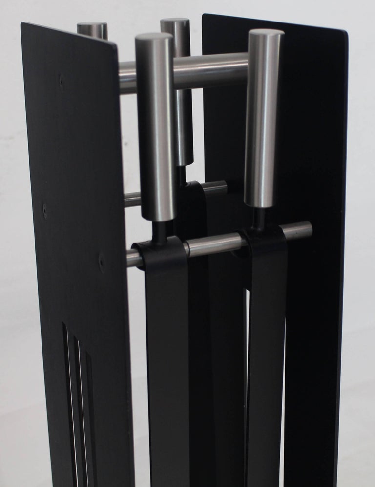 Modern Set of Fireplace Tools Black and Chrome at 1stDibs