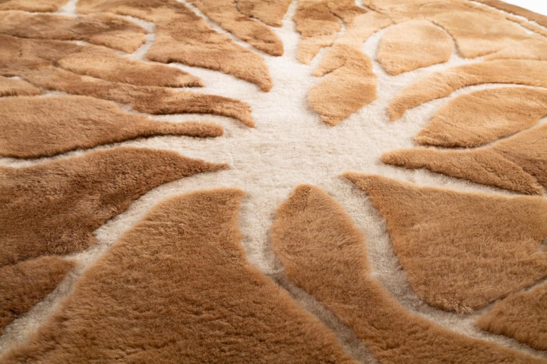 Modern Shearling Camel and Beige Rug - ROOTS - Handmade in France For ...