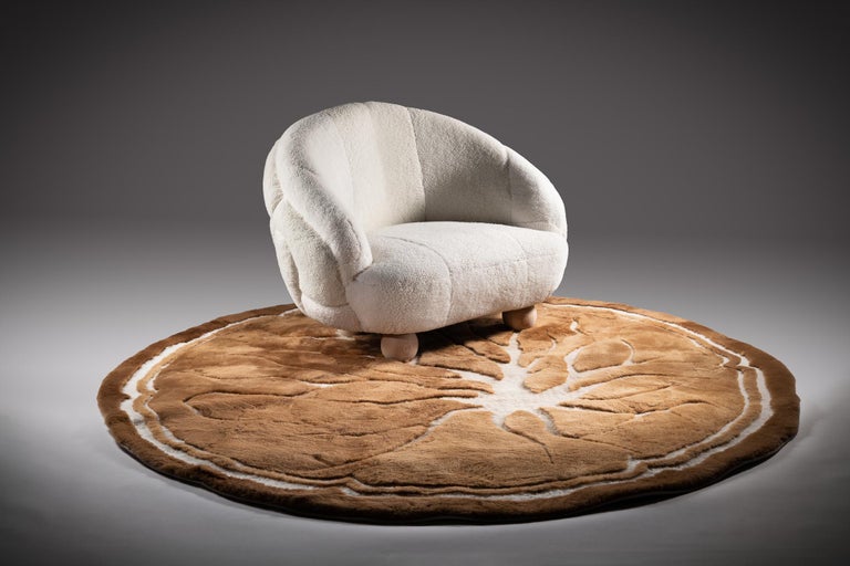 Modern Shearling Camel and Beige Rug - ROOTS - Handmade in France For ...