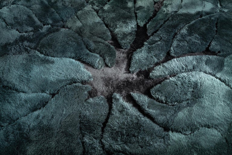 Modern Shearling Green and Black Rug - Roots - Handmade in France For ...