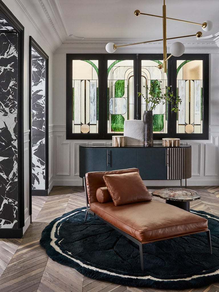 Modern Shearling Green and Black Rug - Roots - Handmade in France For ...