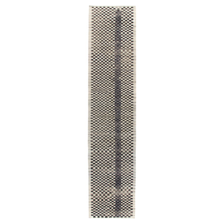 Modern Shiraz Checkered Wool Runner at 1stDibs